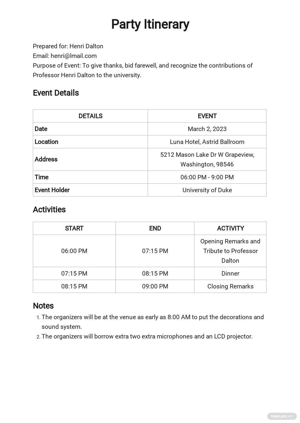 50 Itinerary Samples Format Examples 2023