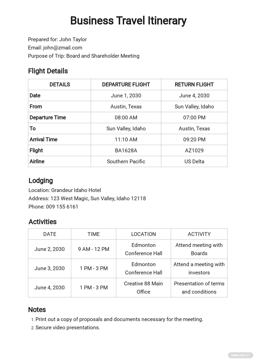 50 Itinerary Samples Format Examples 2023
