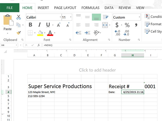How to Make a Receipt on Excel