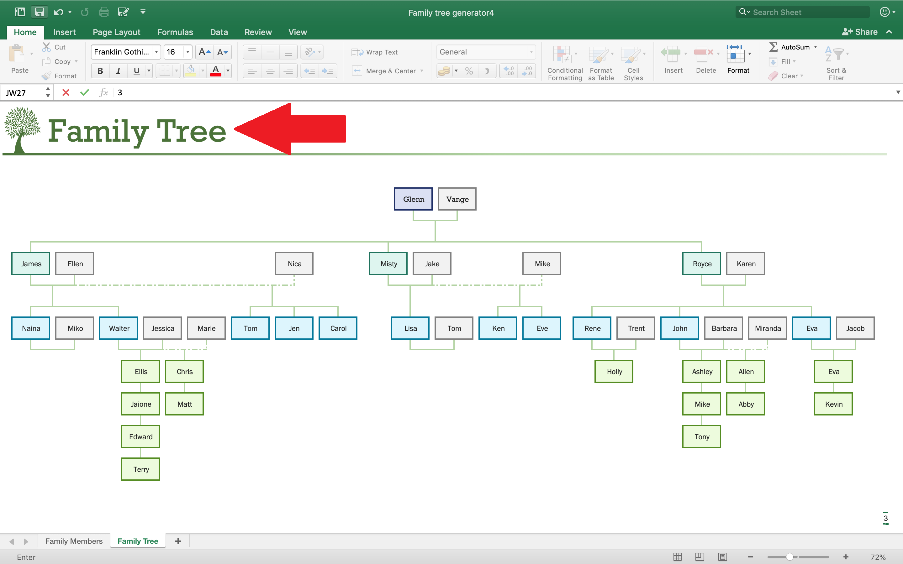 how to create a family tree in excel