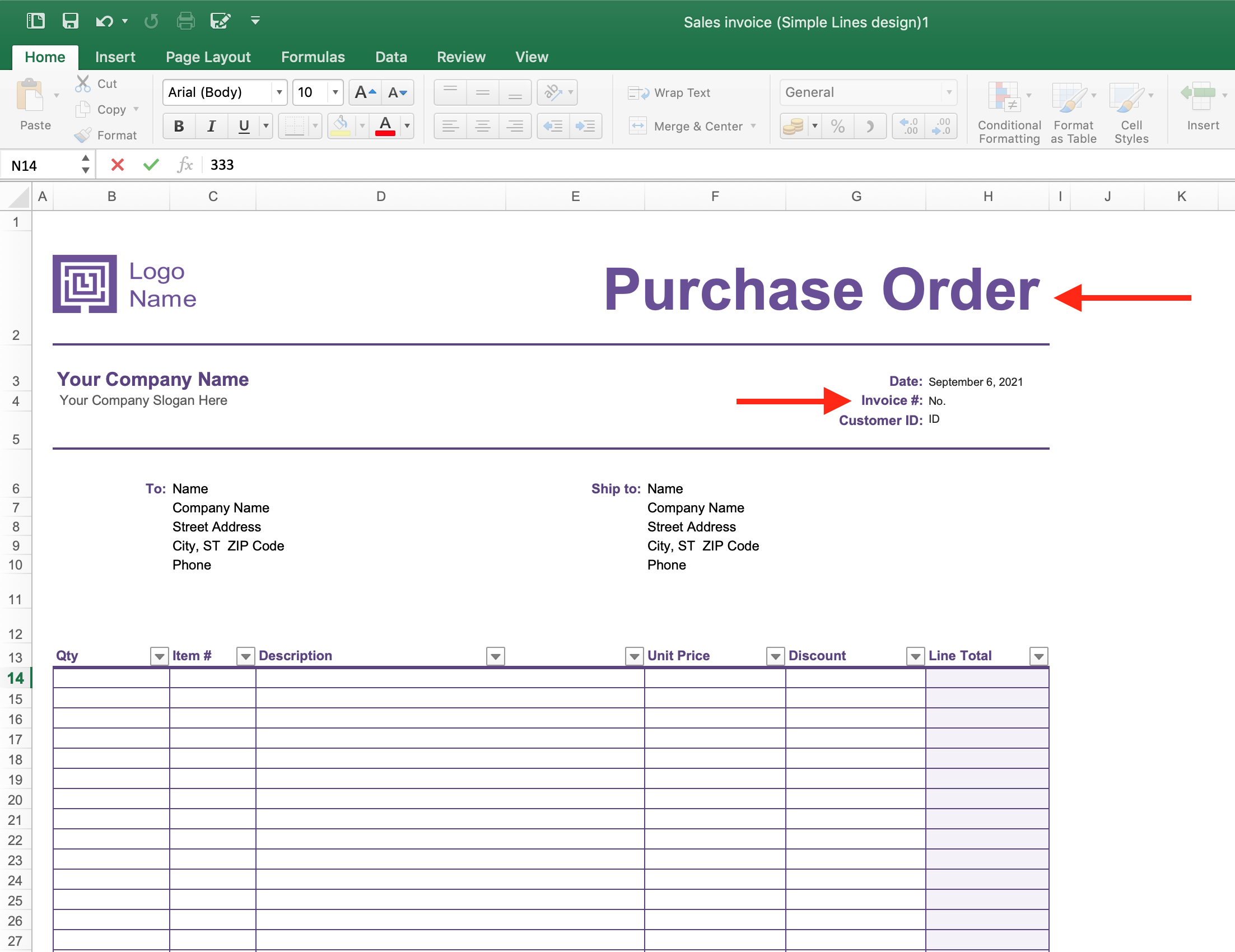 How to Create a Purchase Order in Excel