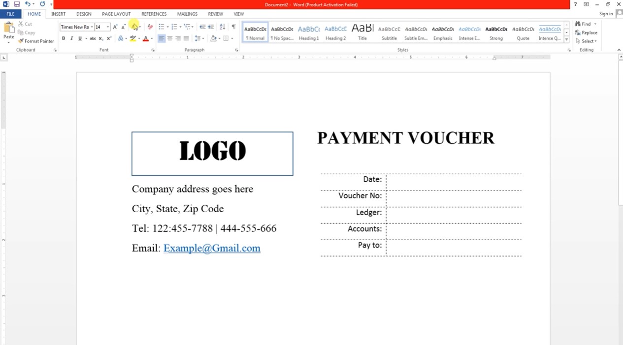 How to Make a Voucher on Microsoft Word