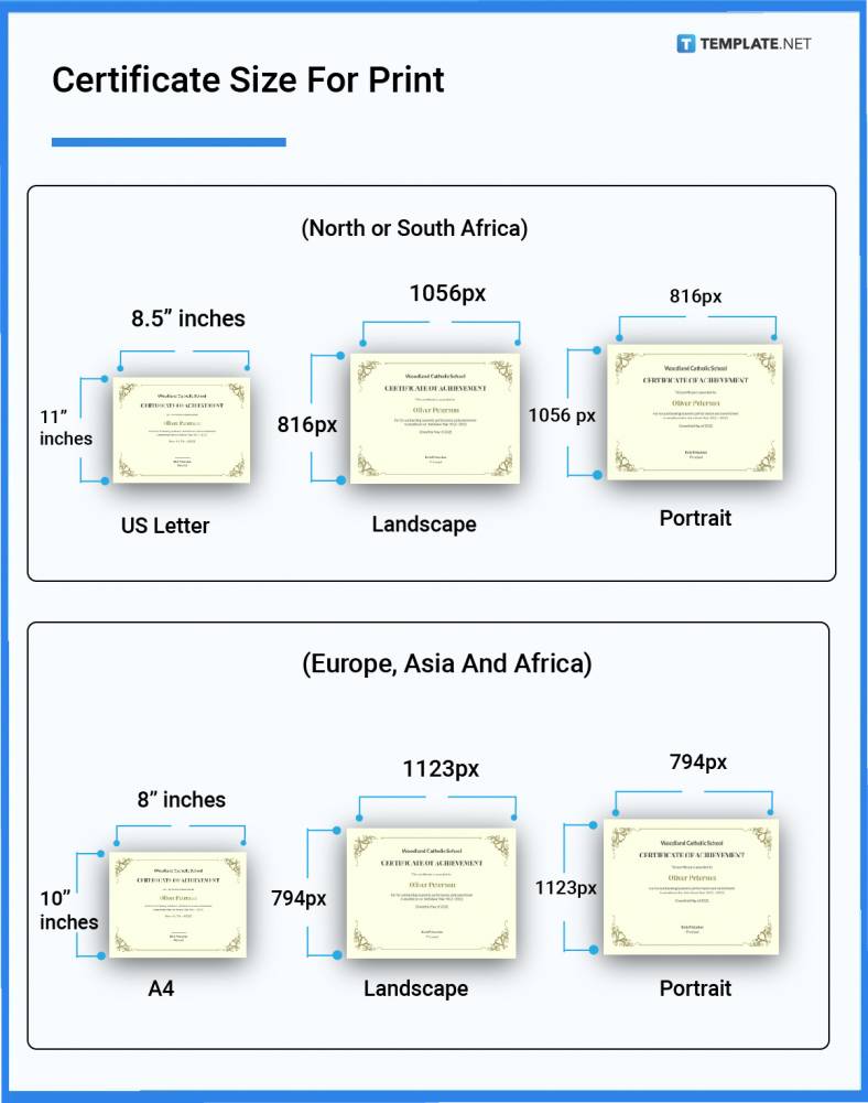 Certificate Size Dimension Inches Mm Cms Pixel