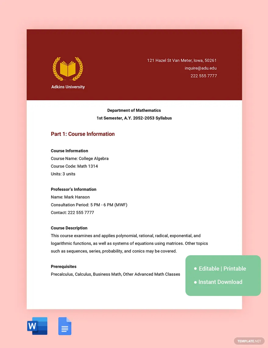 Syllabus - What Is a Syllabus? Definition, Types, Uses | Free & Premium ...