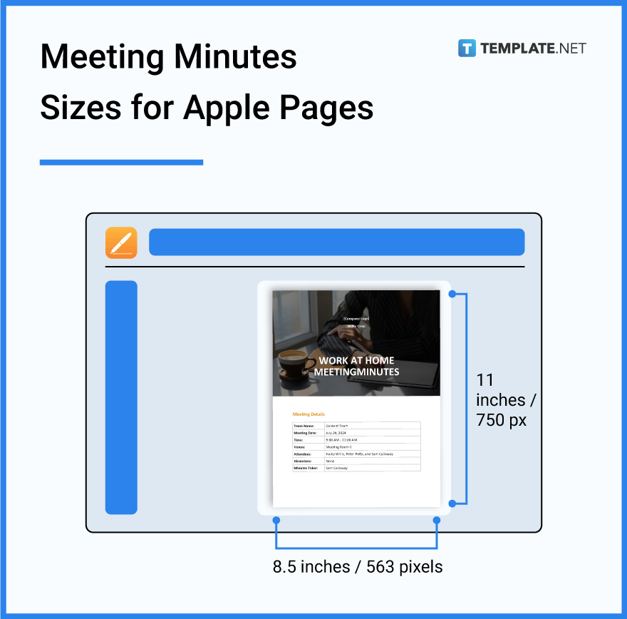 Meeting Minutes Size - Dimension, Inches, mm, cms, Pixel