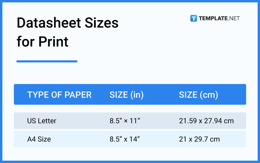 Datasheet Size - Dimension, Inches, mm, cms, Pixel