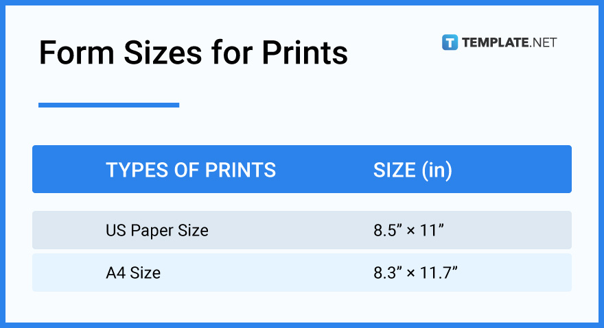 Form Size Dimension Inches Mm Cms Pixel