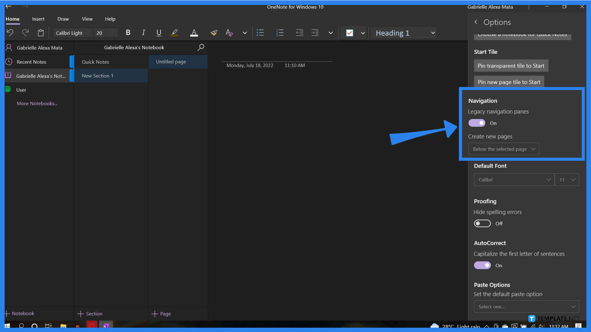 How to Hide Navigation in Microsoft OneNote
