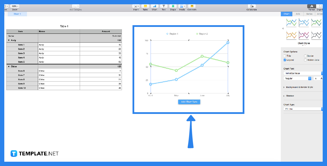 How to Make a Line Grap in Apple Numbers