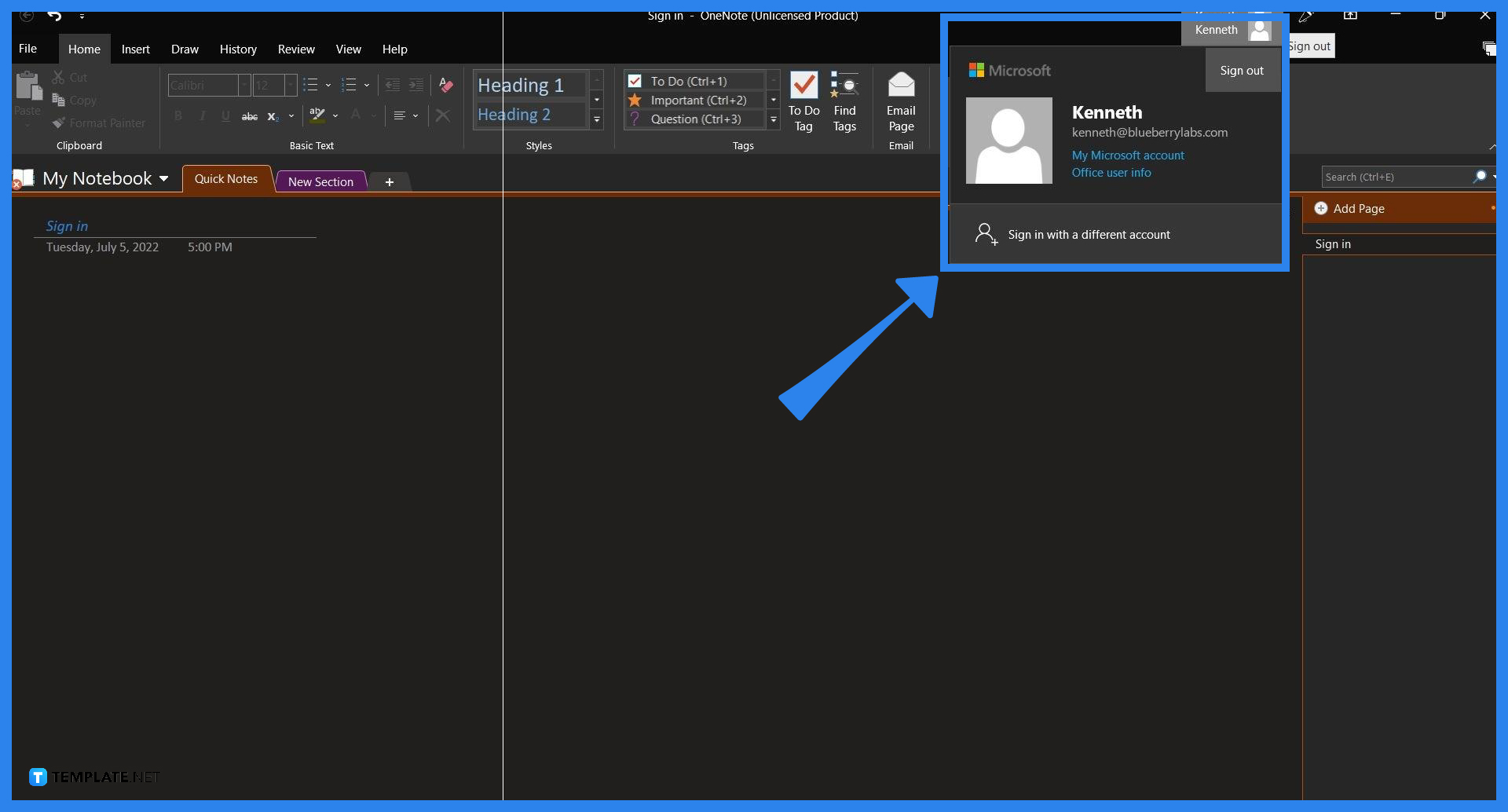 How to Sign In/Sign Out in Microsoft OneNote