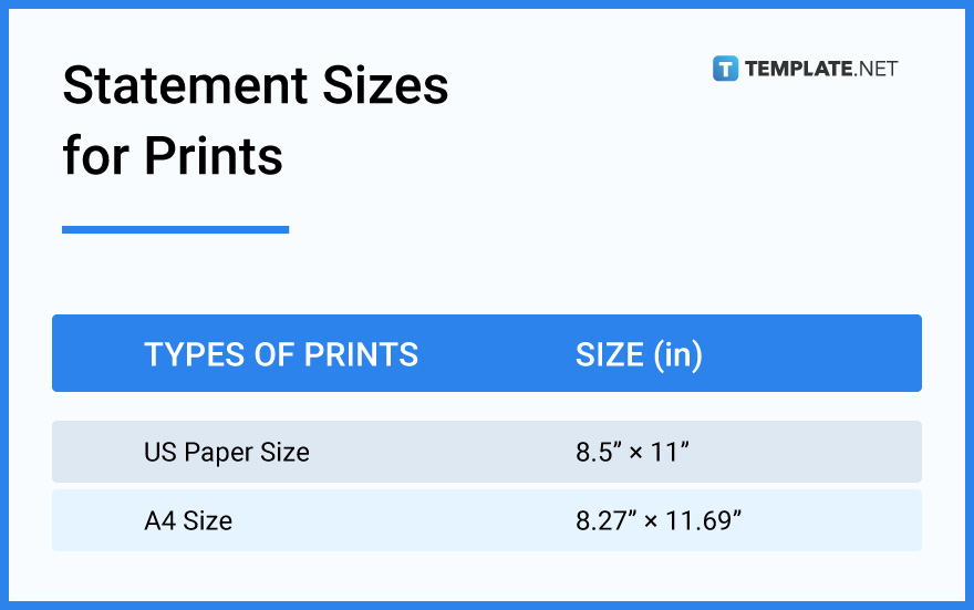 Statement Paper Size
