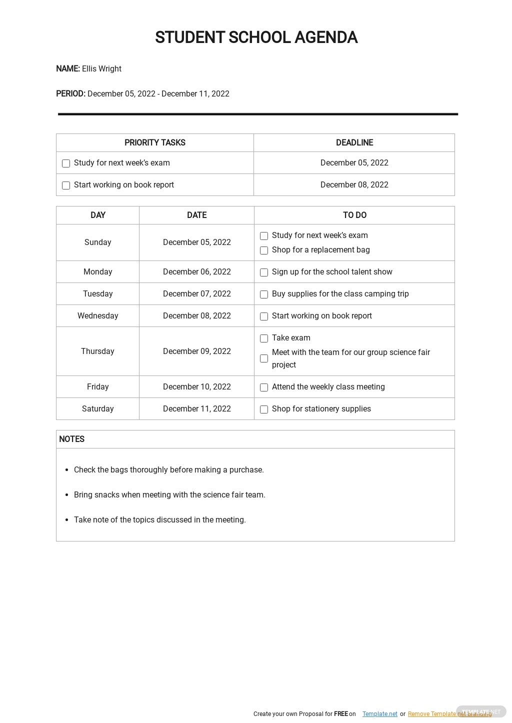 Agenda Ideas Examples 2023