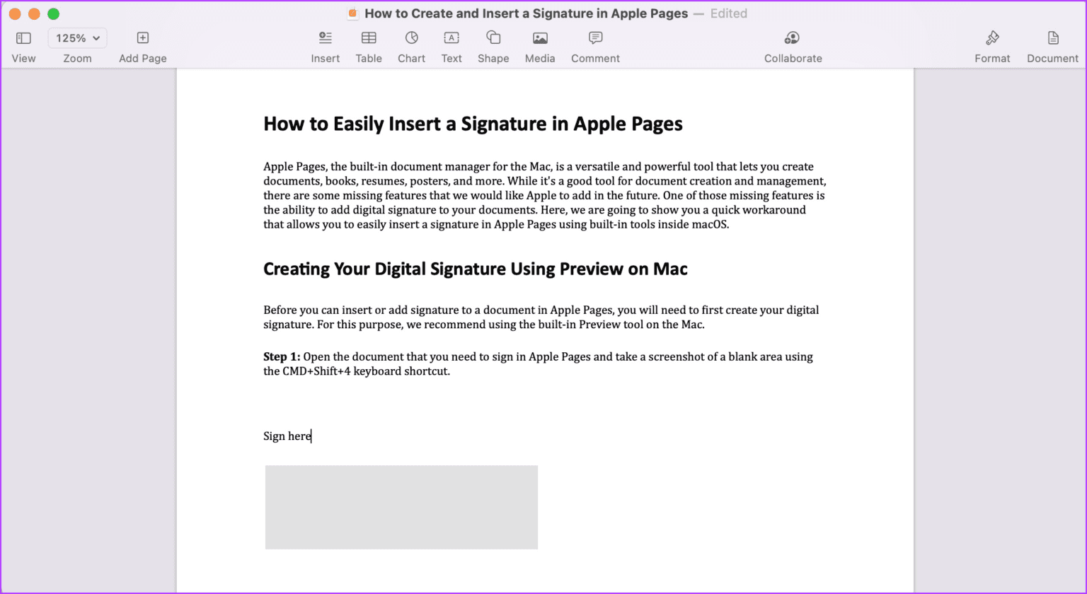 How To Insert Delete Signature In Apple Pages