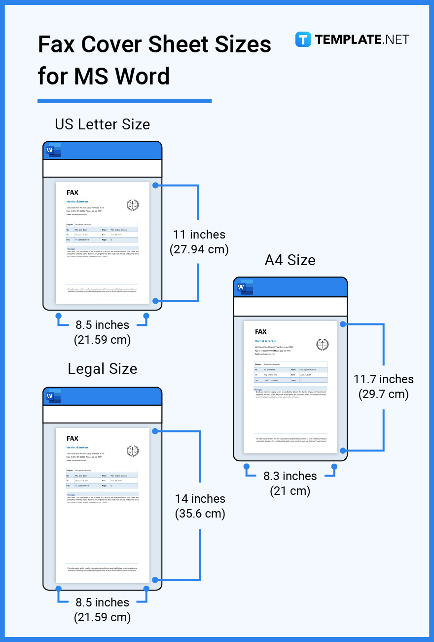 Fax Cover Sheet Size - Dimension, Inches, mm, cms, Pixel