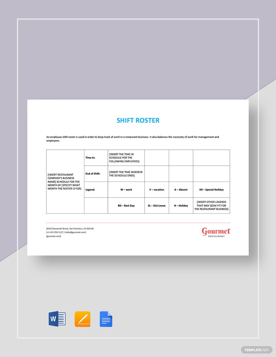 Roster Ideas - Examples 2023