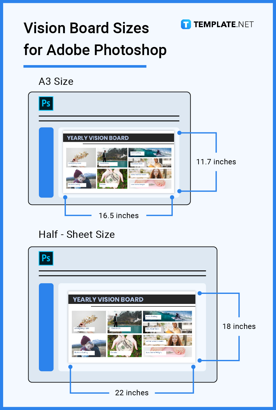 Vision Board Size - Dimension, Inches, mm, cms, Pixel