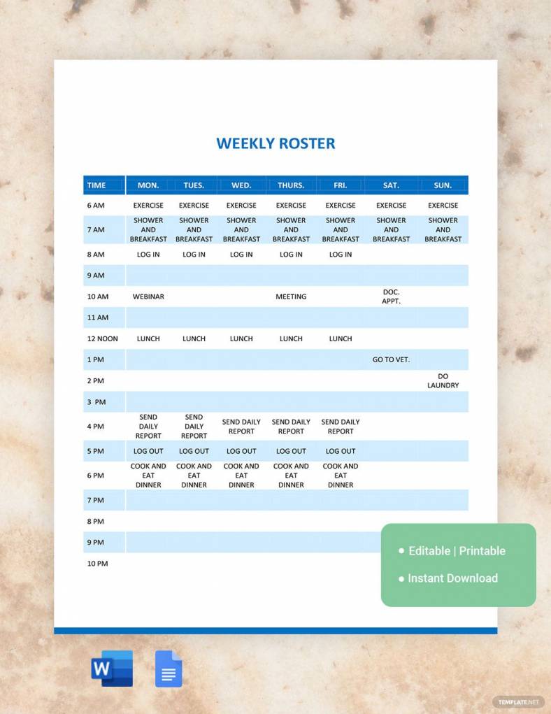 Roster Ideas - Examples 2023