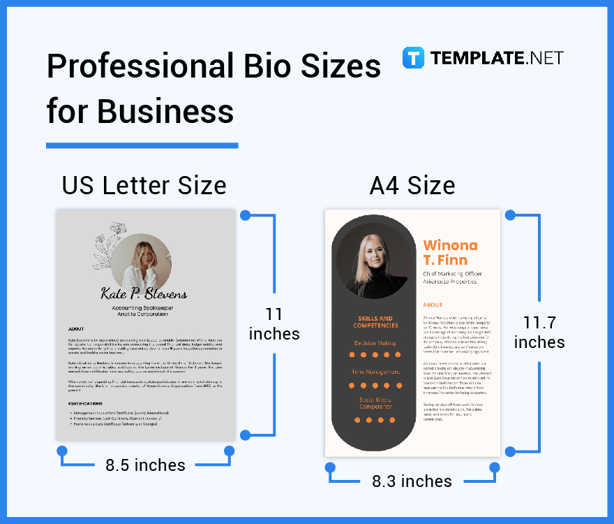Professional Bio Size - Dimension, Inches, mm, cms, Pixel