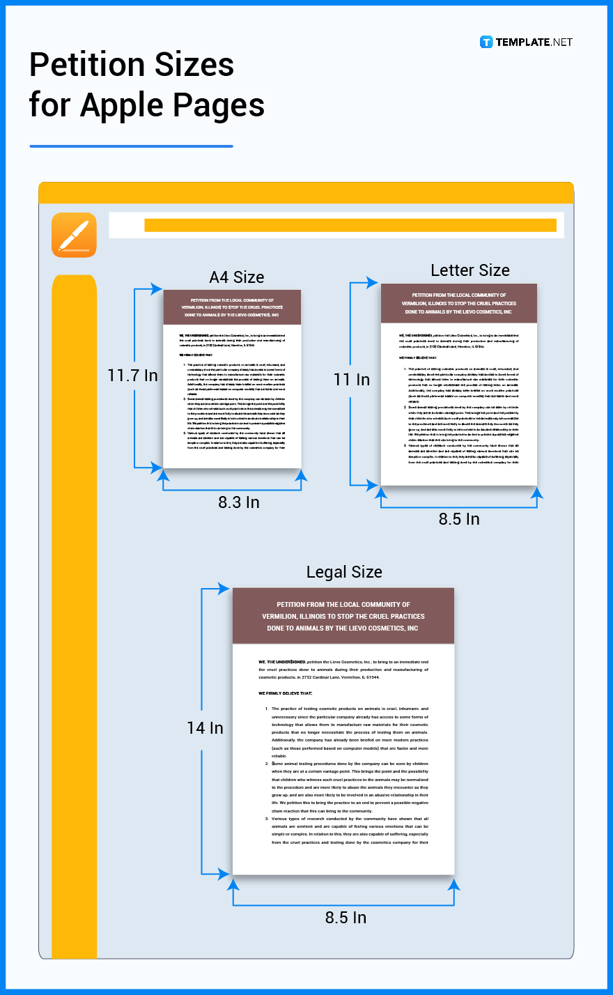 Petition Size - Dimension, Inches, mm, cms, Pixel