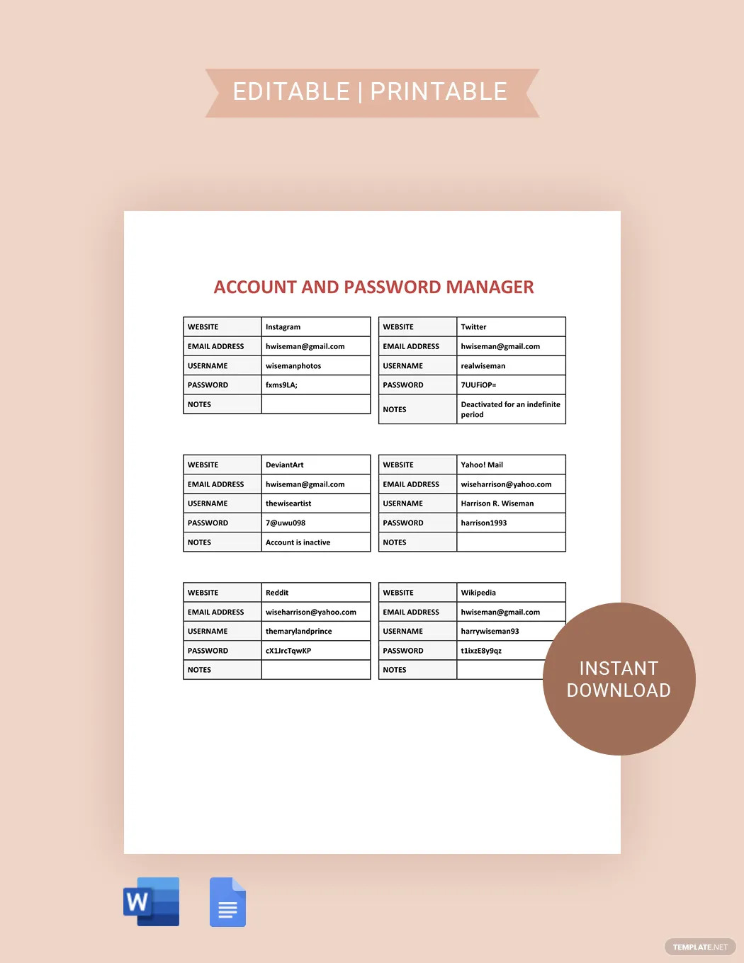Password Document Ideas - Examples 2022