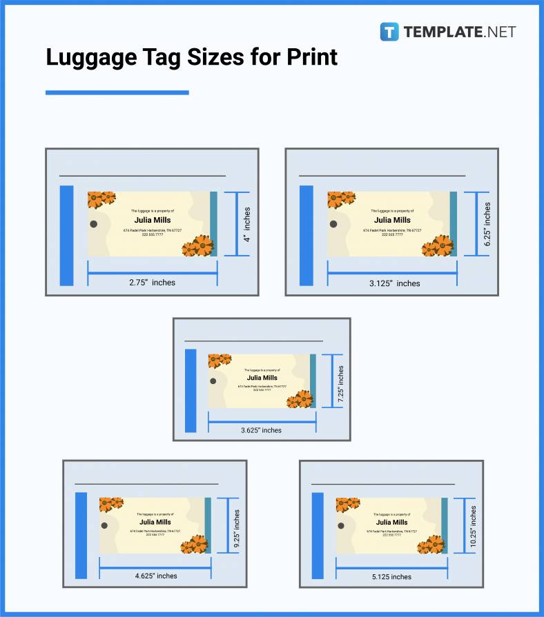 Luggage Tag Size - Dimension, Inches, mm, cms, Pixel