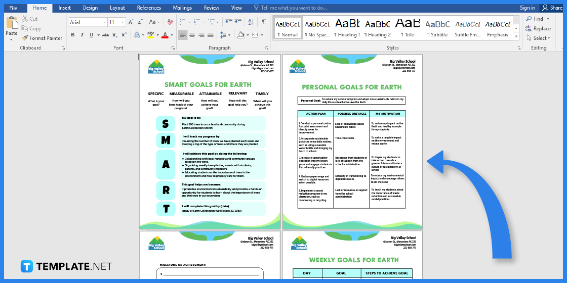 How To Make Create Earth Goals In Microsoft Word Template Example 2023