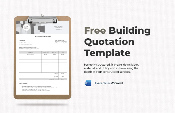 33+ FREE Construction Quotation Templates - AI, PSD, Google docs