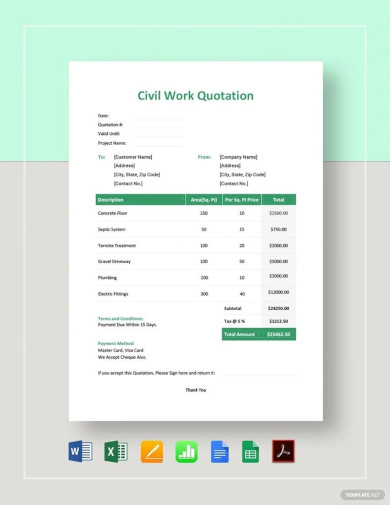 33+ FREE Construction Quotation Templates - AI, PSD, Google docs