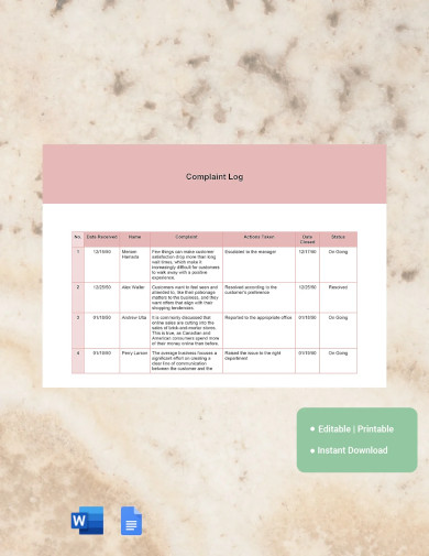 14+ Complaint Log Templates in DOC | Excel | PDF