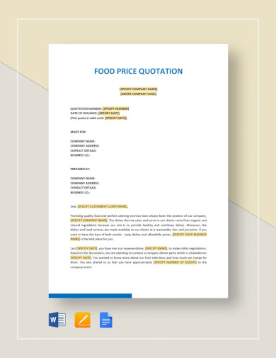 16+ Catering Quotation Templates - Word, PDF