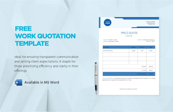 57+ Quotation Templates - PDF, DOC, Excel