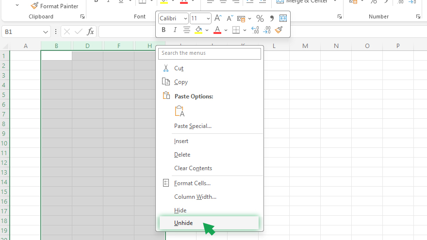 How to Unhide Column A in Microsoft Excel