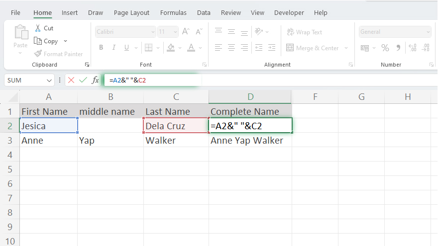 How to Combine Text in Microsoft Excel