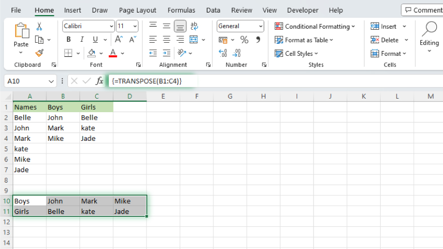 How to Transpose Data in Microsoft Excel