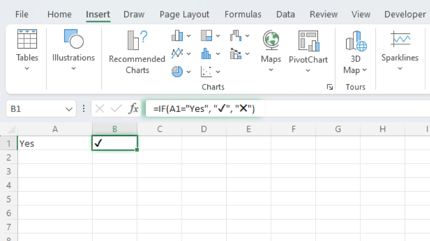 How to Make a Check Mark in Microsoft Excel