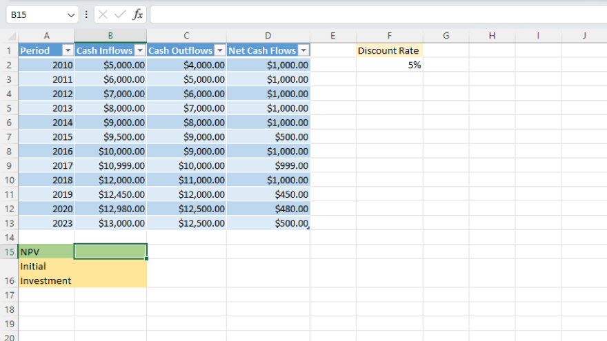 How to Calculate NPV in Microsoft Excel