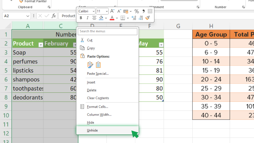 How to Unhide Columns in Microsoft Excel