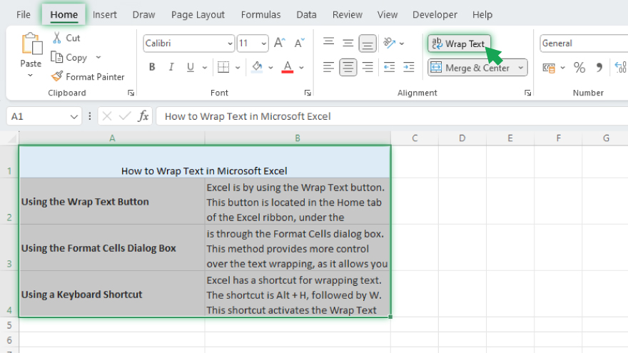 How to Wrap Text in Microsoft Excel